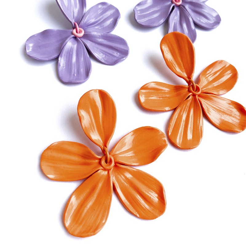 Aros Flor Jazmin Naranja