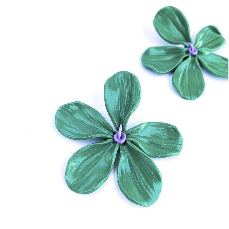 Aros Flor Jazmín Verde Esmeralda